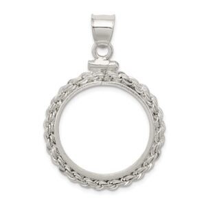 solid 925 sterling silver 21.1 x 2mm $0.05 rope coin bezel pendant (38mm x 29mm)