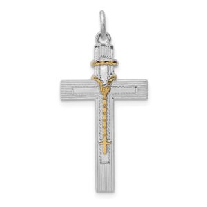 solid 925 sterling silver & vermeil rosary cross pendant (30mm x 16mm)