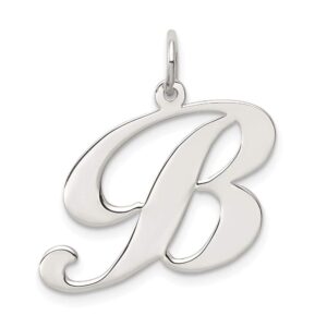 solid 925 sterling silver pendant large fancy script initial letter b charm (21mm x 24mm)