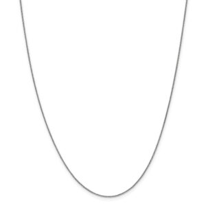 solid 14k white gold 1mm spiga chain necklace - with secure lobster lock clasp 14"