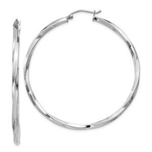 925 sterling silver twisted hoop classic loop tube earrings (53mm x 50mm)