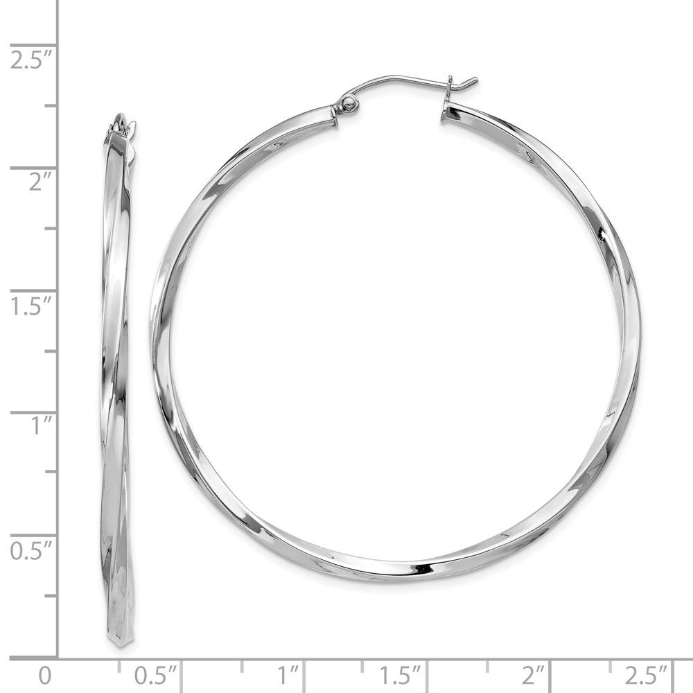 925 Sterling Silver Twisted Hoop Classic Loop Tube Earrings (53mm x 50mm)