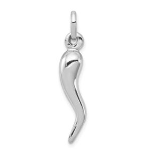 solid 925 sterling silver pendant italian horn chilli pepper charm (30mm x 6mm)