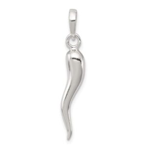 solid 925 sterling silver pendant italian horn chilli pepper (27mm x 4mm)