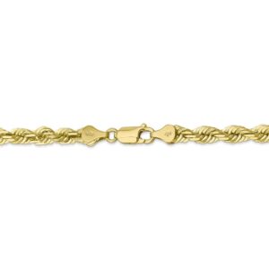 Sonia Jewels 10k Yellow Gold 6mm Hand Made Diamond Cut Rope Bracelet - with Secure Lobster Lock Clasp (or Anklet) 9"