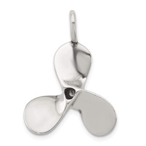 solid 925 sterling silver pendant 3d antiqued large boat propeller charm (28mm x 23mm)