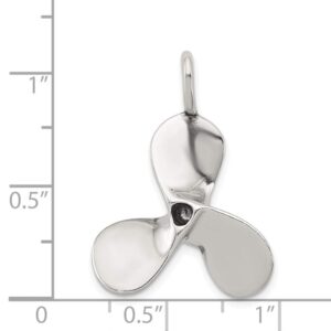 Solid 925 Sterling Silver Pendant 3D Antiqued Large Boat Propeller Charm (28mm x 23mm)