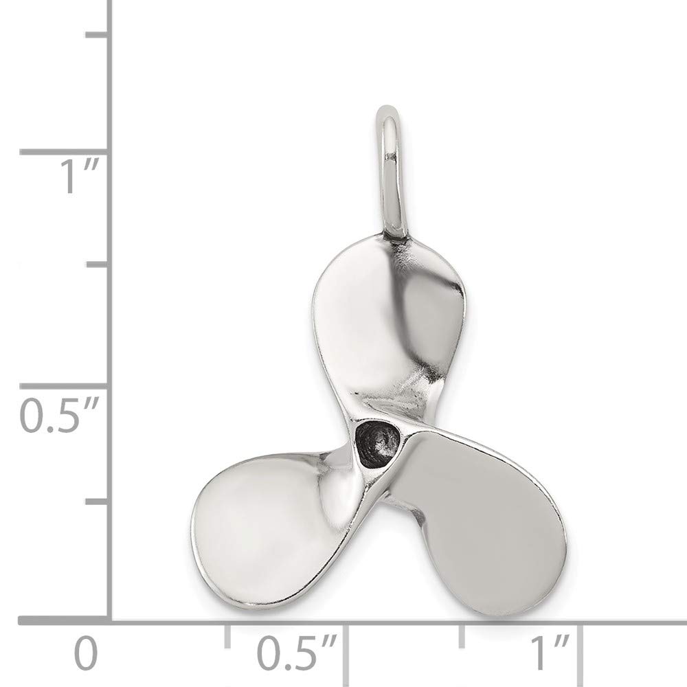 Solid 925 Sterling Silver Pendant 3D Antiqued Large Boat Propeller Charm (28mm x 23mm)