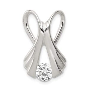 solid 925 sterling silver cubic zirconia cz pendant slide (24mm x 16mm)