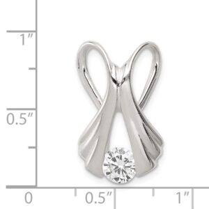 Solid 925 Sterling Silver Cubic Zirconia CZ Pendant Slide (24mm x 16mm)