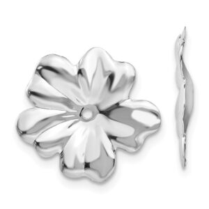 solid 14k white gold floral flower earring jackets (11mm x 11mm)