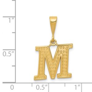 Solid 14k Yellow Gold Initial M Charm Pendant