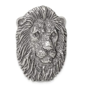 solid 925 sterling silver antiqued lion head pendant (41mm x 25mm)