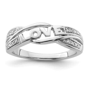 925 sterling silver diamond love engagement wedding ring (.01 cttw.) (2mm)