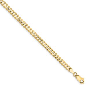 solid 14k yellow gold 3.9mm beveled curb cuban link bracelet - with secure lobster lock clasp 8"