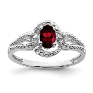 solid 925 sterling silver january simulated birthstone simulated garnet & diamond engagement wedding ring (.02 cttw.) (2mm)