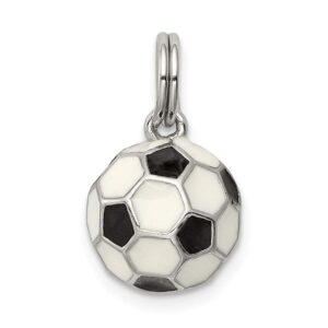 solid 925 sterling silver pendant enameled soccer ball (10mm x 10mm)