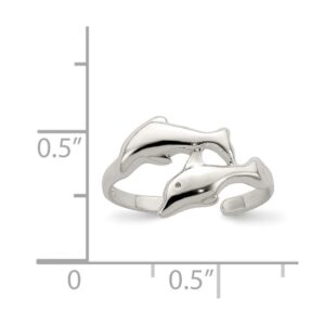 Solid 925 Sterling Silver Dolphin Adjustable - One Size Fits All - Toe Ring (2mm)