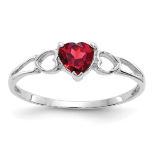 size - 5.5 - solid 14k white gold simulated garnet simulated birthstone ring (2 to 5mm)