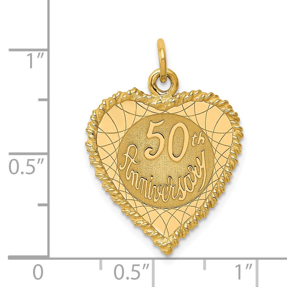 Solid 14k Yellow Gold Happy 50th Anniversary Charm Pendant (29mm x 19mm)