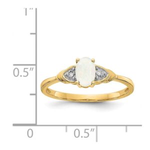 Size - 7.5 - Solid 14k Yellow Gold Diamond & Genuine Opal Engagement Wedding Ring (.01 cttw.) (2mm)