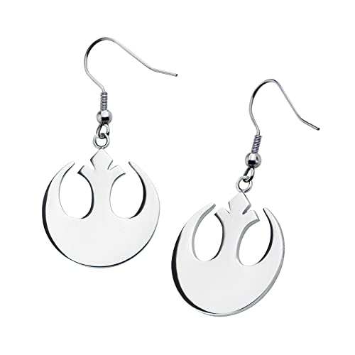 Amazon Collection Star Wars Jewelry Rebel Alliance Stainless Steel Dangle Hook Drop Earrings (SALES1SWMD), silver