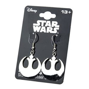 Amazon Collection Star Wars Jewelry Rebel Alliance Stainless Steel Dangle Hook Drop Earrings (SALES1SWMD), silver