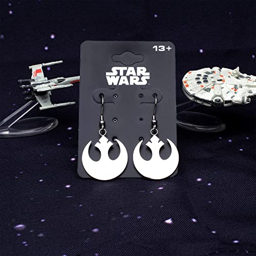 Amazon Collection Star Wars Jewelry Rebel Alliance Stainless Steel Dangle Hook Drop Earrings (SALES1SWMD), silver