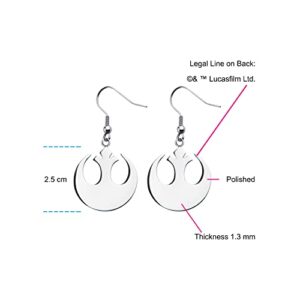 Amazon Collection Star Wars Jewelry Rebel Alliance Stainless Steel Dangle Hook Drop Earrings (SALES1SWMD), silver