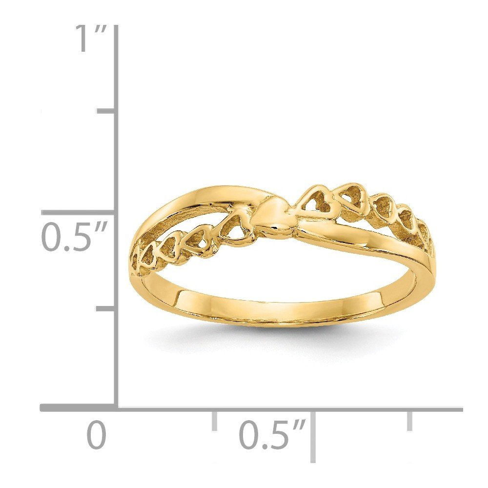 Size - 4.75 - Solid 14k Yellow Gold Fancy Unique Love Heart Ring (1 to 5 mm)