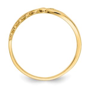 Size - 4.75 - Solid 14k Yellow Gold Fancy Unique Love Heart Ring (1 to 5 mm)