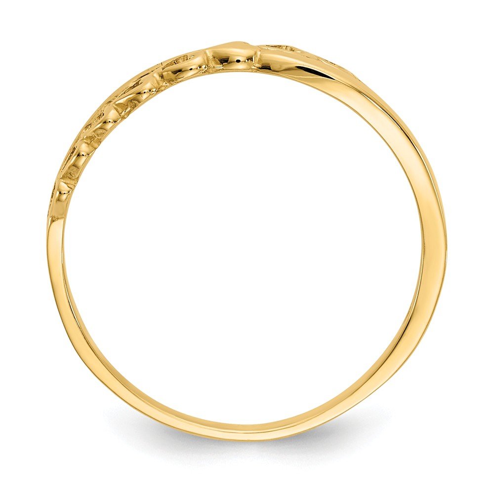 Size - 4.75 - Solid 14k Yellow Gold Fancy Unique Love Heart Ring (1 to 5 mm)