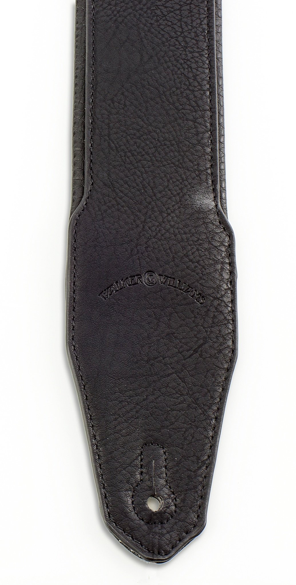 Walker & Williams G-15 Black Leather Natural Texture Guitar Strap with Thick Padding For Acoustic, Electric, And Bass Guitars