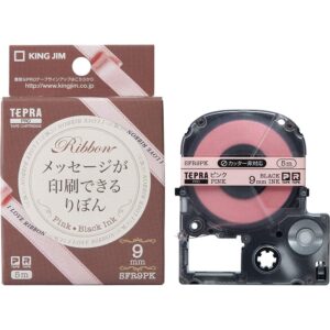 king jim sfr9pk tepra pro ribbon tape cartridge, 0.4 inches (9 mm), pink