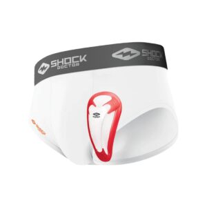 shock doctor boy's core brief with bioflex athletic cup, moisture wicking vented protection, youth sizes white