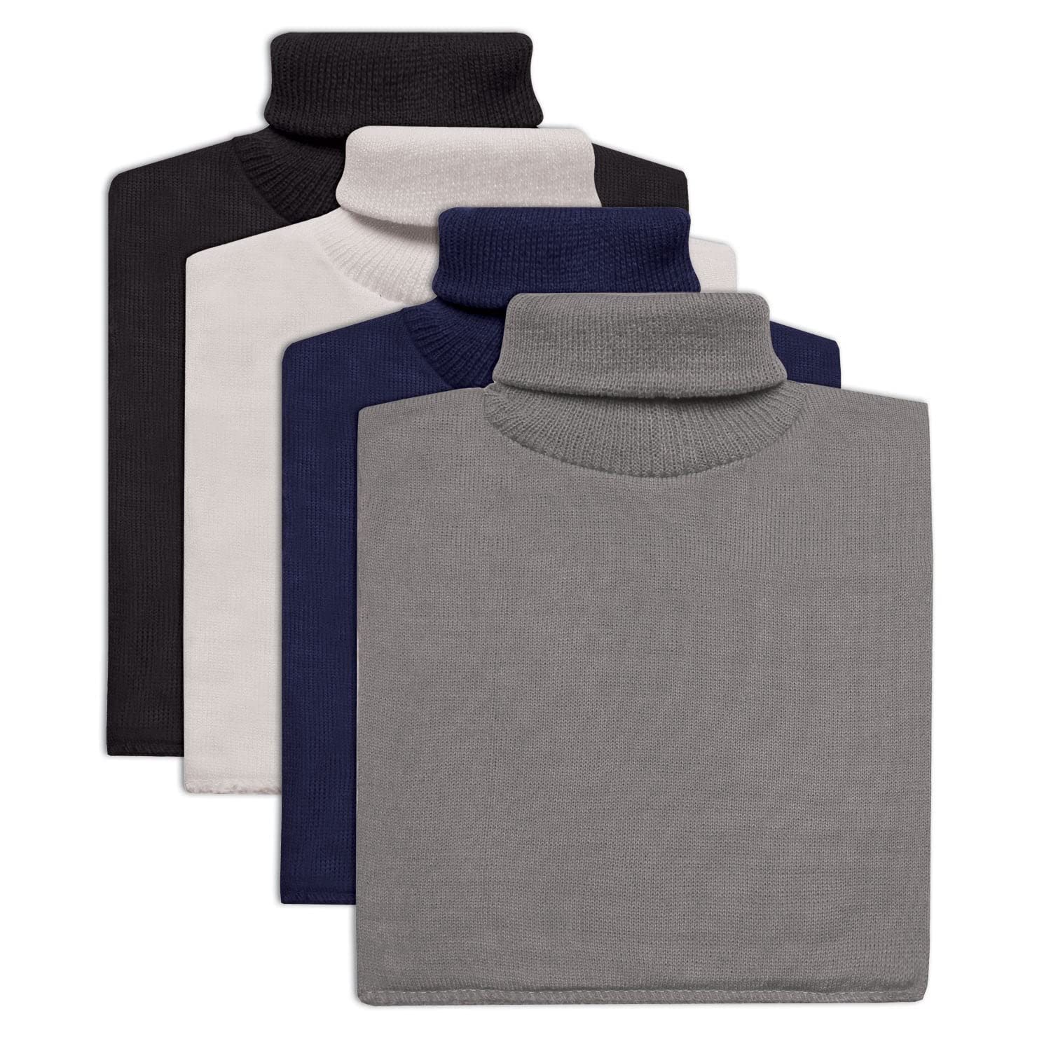 Hampton Direct Unisex Faux Turtleneck Dickies Dickie Collar Set of 4 - XL/Plus Size - Navy/Gray/White/Black