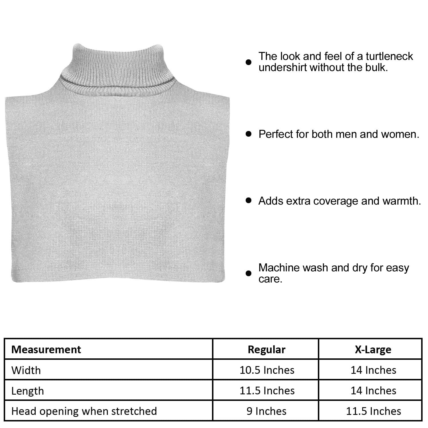 Hampton Direct Unisex Faux Turtleneck Dickies Dickie Collar Set of 4 - XL/Plus Size - Navy/Gray/White/Black