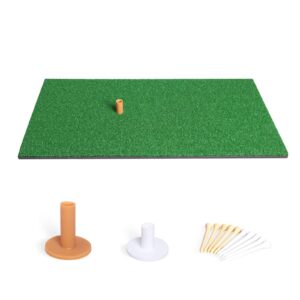 TRUEDAYS Golf Mat - Artificial Turf Golf Mat with Non-Slip Foam - 12“ x 24“ Golf Hitting Mat for Indoor and Outdoor Practice (Includes Rubber Tee Holder and Tees)