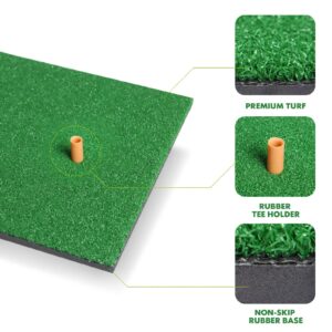 TRUEDAYS Golf Mat - Artificial Turf Golf Mat with Non-Slip Foam - 12“ x 24“ Golf Hitting Mat for Indoor and Outdoor Practice (Includes Rubber Tee Holder and Tees)