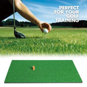 TRUEDAYS Golf Mat - Artificial Turf Golf Mat with Non-Slip Foam - 12“ x 24“ Golf Hitting Mat for Indoor and Outdoor Practice (Includes Rubber Tee Holder and Tees)