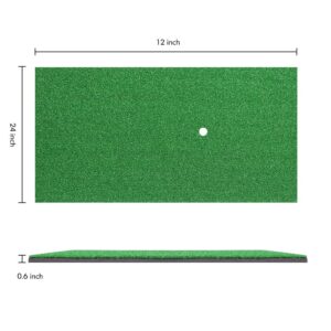 TRUEDAYS Golf Mat - Artificial Turf Golf Mat with Non-Slip Foam - 12“ x 24“ Golf Hitting Mat for Indoor and Outdoor Practice (Includes Rubber Tee Holder and Tees)