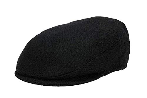 Hanna Hats Men's Donegal Tweed Vintage Cap Black Wool XL