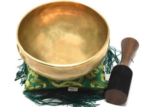 9" large master healing hand hammered tibetan singing bowl ~ great for meditation, yoga, sound bath, mindfulness, relaxation ~ cushion, wooden mallet & drumstick included