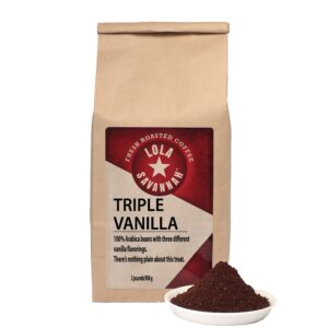 lola savannah triple vanilla ground caffeinated coffee, 2lb