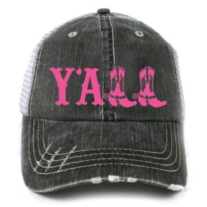 katydid y'all southern country women's trucker hat cap hot pink