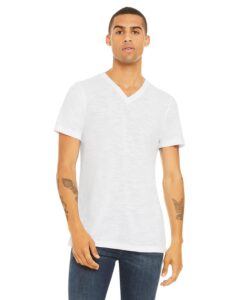 bella canvas comfortable v-neck jersey t-shirt, medium, white slub