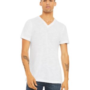 Bella Canvas Comfortable V-Neck Jersey T-Shirt, Medium, White Slub