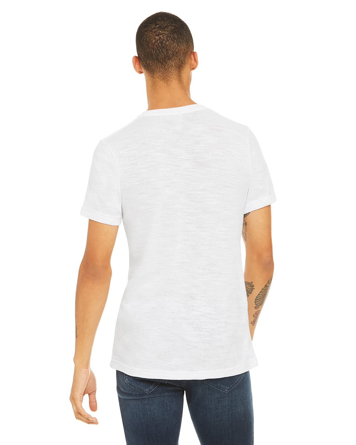 Bella Canvas Comfortable V-Neck Jersey T-Shirt, Medium, White Slub