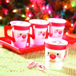 Cheery Christmas Santa Hot/Cold Paper Cups w/Handles (8 pieces, 9 oz cups) Holiday Party Supplies, Drinkware