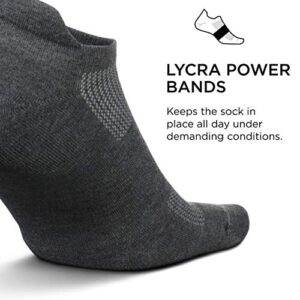 Feetures High Performance Max Cushion Ankle Sock - No Show Socks for Women & Men with Heel Tab - Heather Gray, L (1 Pair)